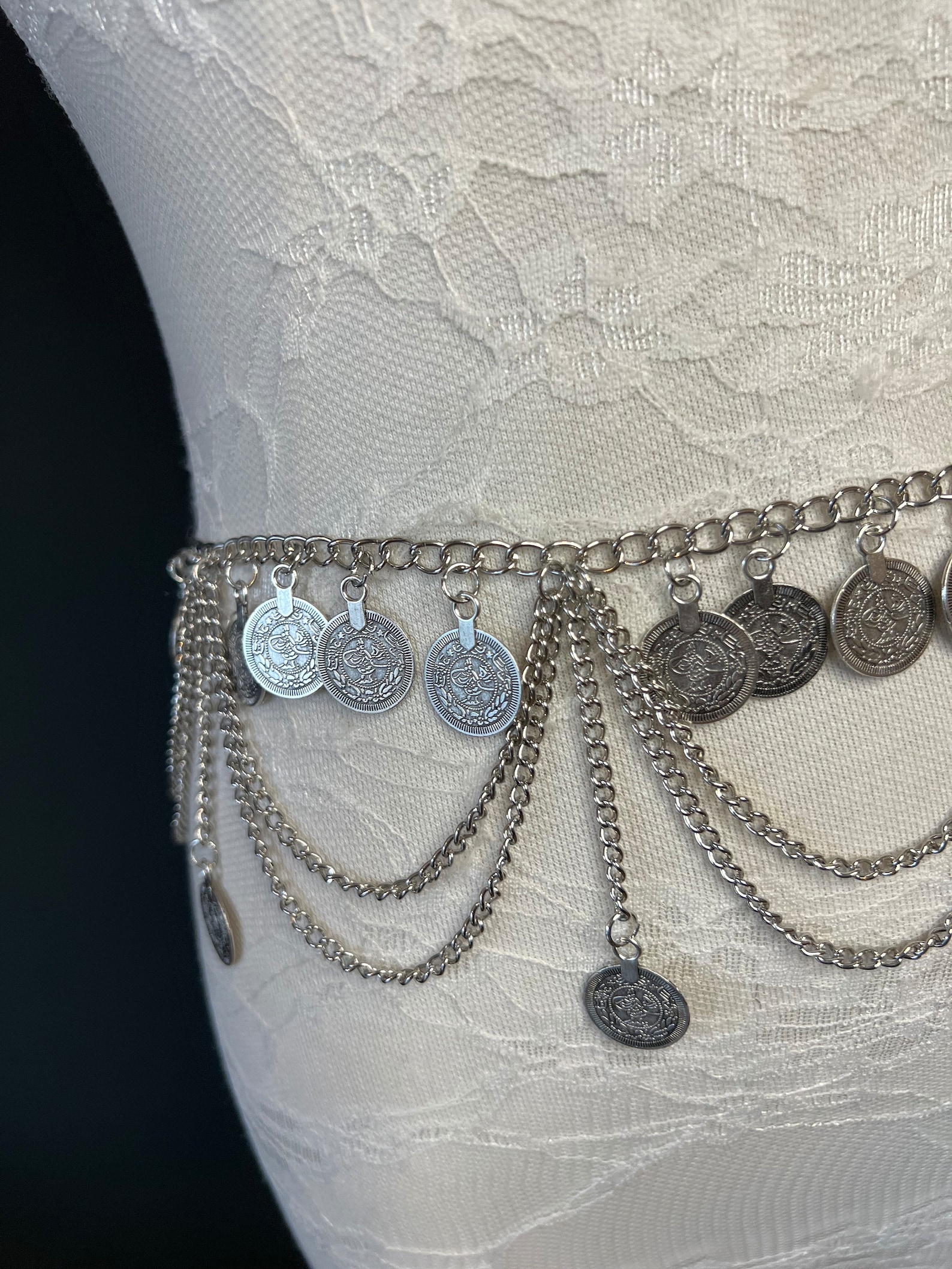 Belly Chain, Gold, Silver, Coin Detail 18-40 Inch, Handmade, Festival ...