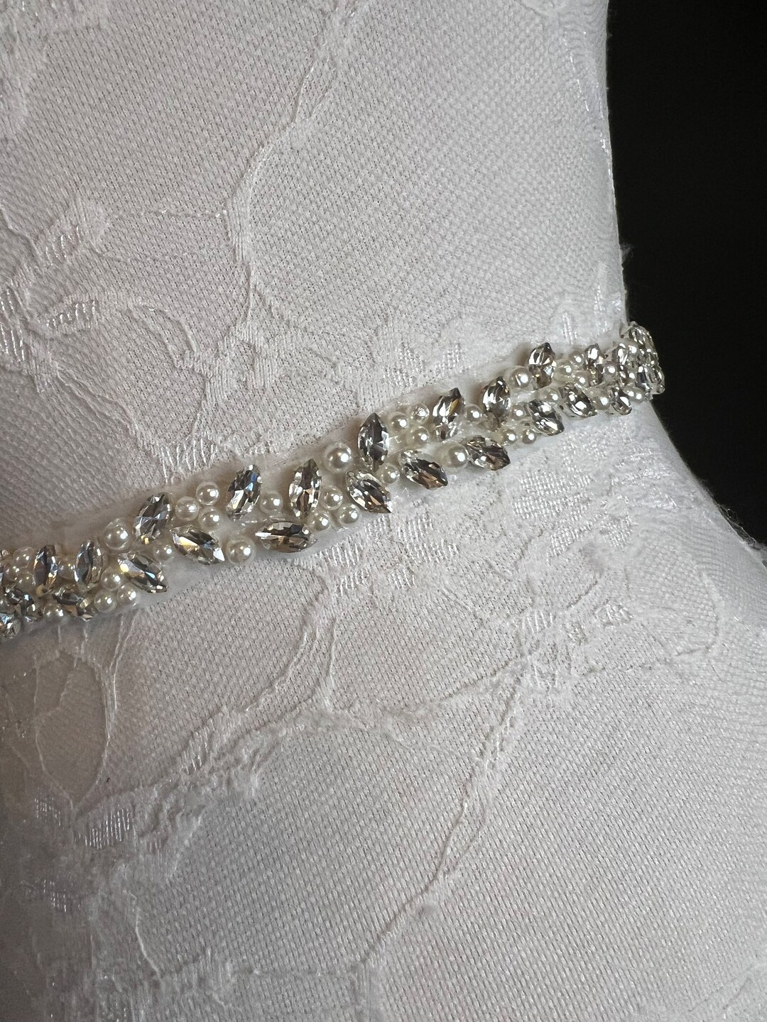 Crystal Pearl Rhinestone Wedding Belt, Silver Bridal Sash - Etsy