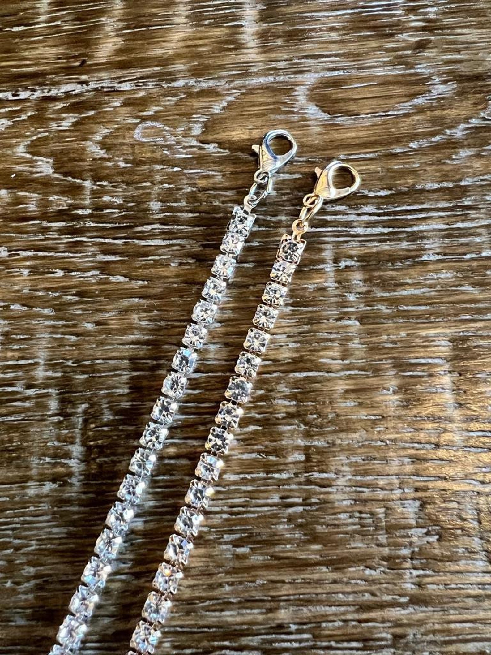2x Diamanté Straps, 4mm Rhinestones, Very High Quality, Smooth Metal ...
