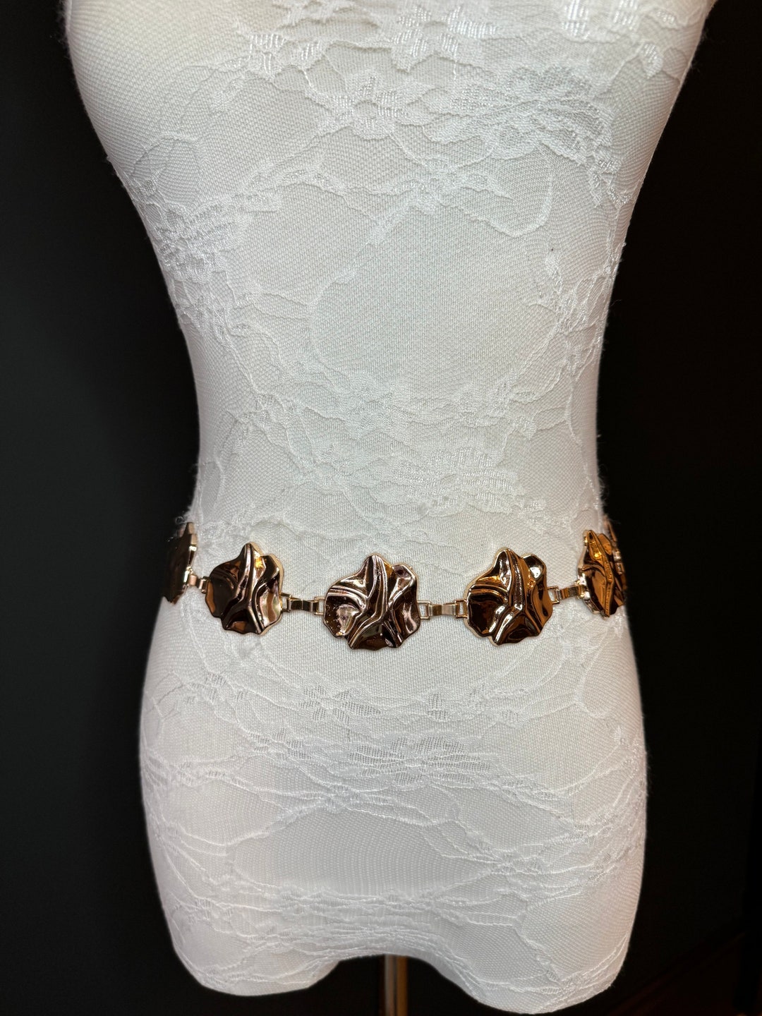 X-long Belt, Hammered Metal High Quality Belt, Textured Gold Metal Belt ...