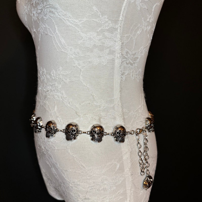 Leather Skull Chain Belt - Etsy