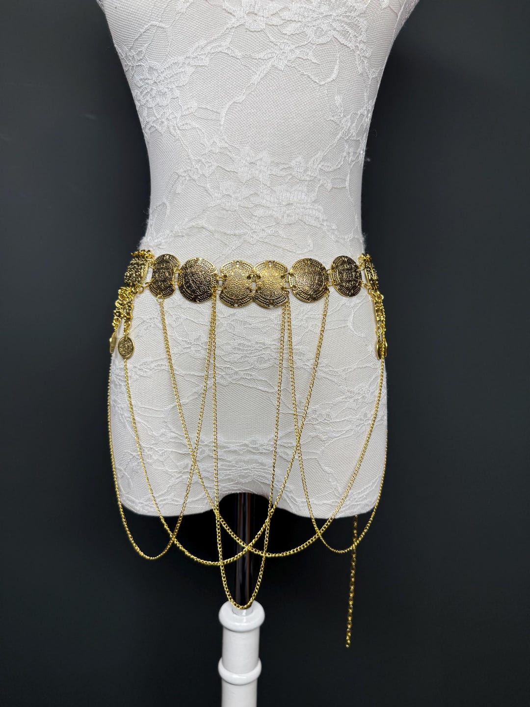 Handmade Gold Coin Belly Chain Belt - Festival Costume Accessory 18 ...