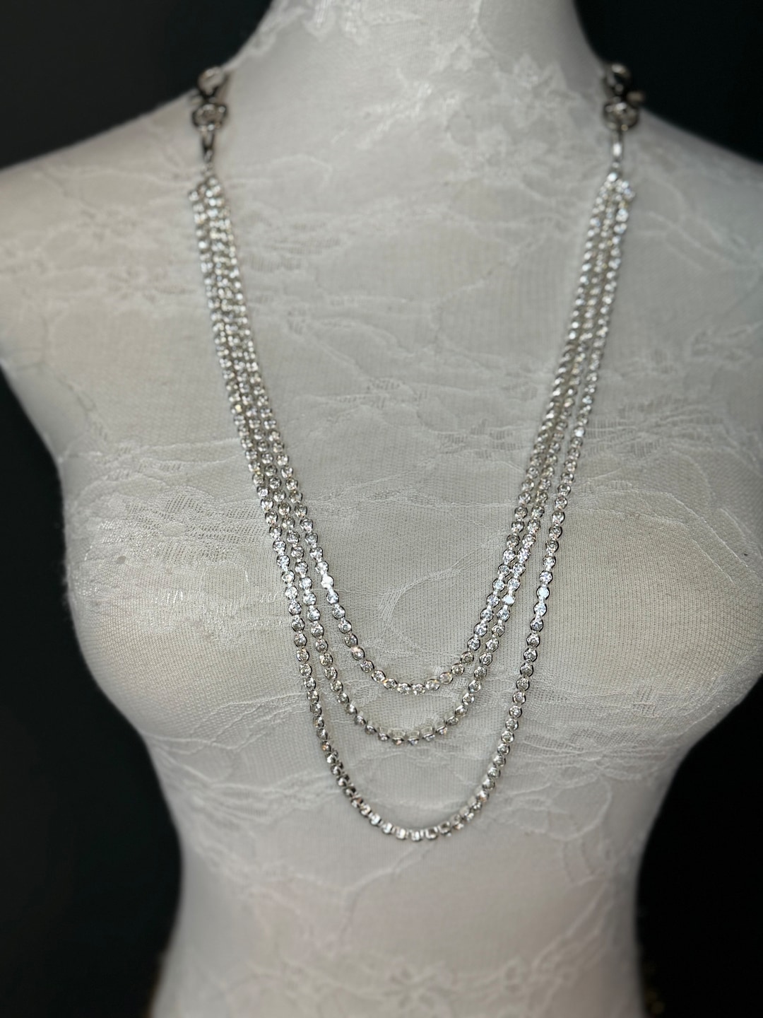 Rhinestone Necklace Chains, Street Fashion, Hip Hop, Silver, Diamanté 3 ...