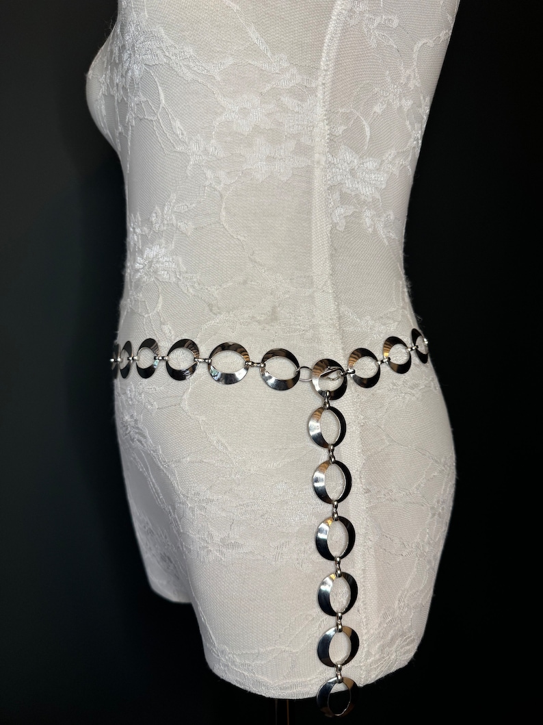 X-long Belt, Ring Belt, Chain Ring Belt, Silver Belt, Metal Ring Belt ...