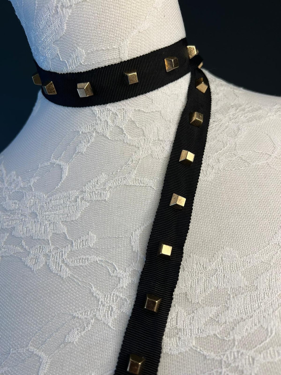Gold Square Studded Tape, Black Trim (18mm Wide) - Etsy UK