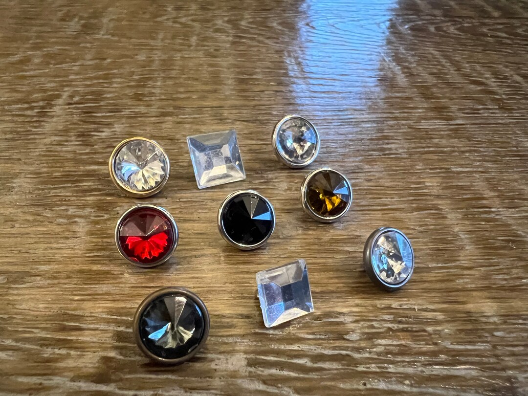 6pcs, 11mm 9mm Diamanté Buttons, Shank 18L Rhinestone Buttons, Silver ...