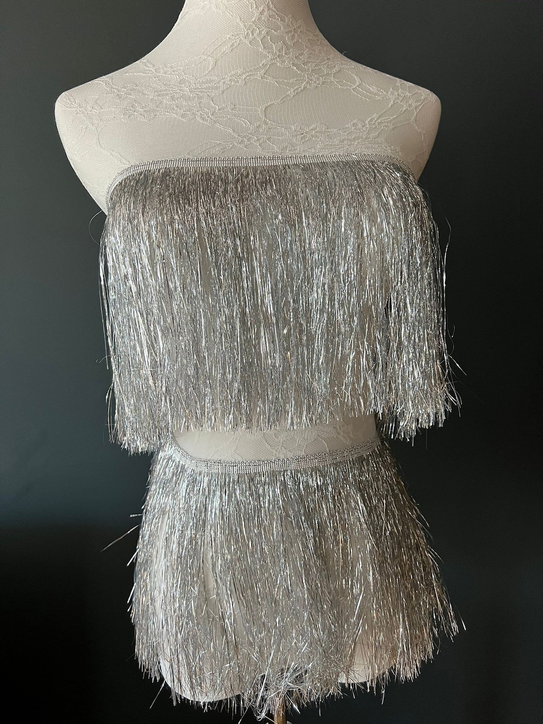 8” Wide Silver Fringe, Silver, 15 Colours, Dance Costume Accessory ...