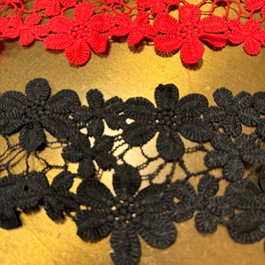Lace Trim, Daisy Lace Pattern, Red, Ivory, Black, Lace, Fancy Lace ...