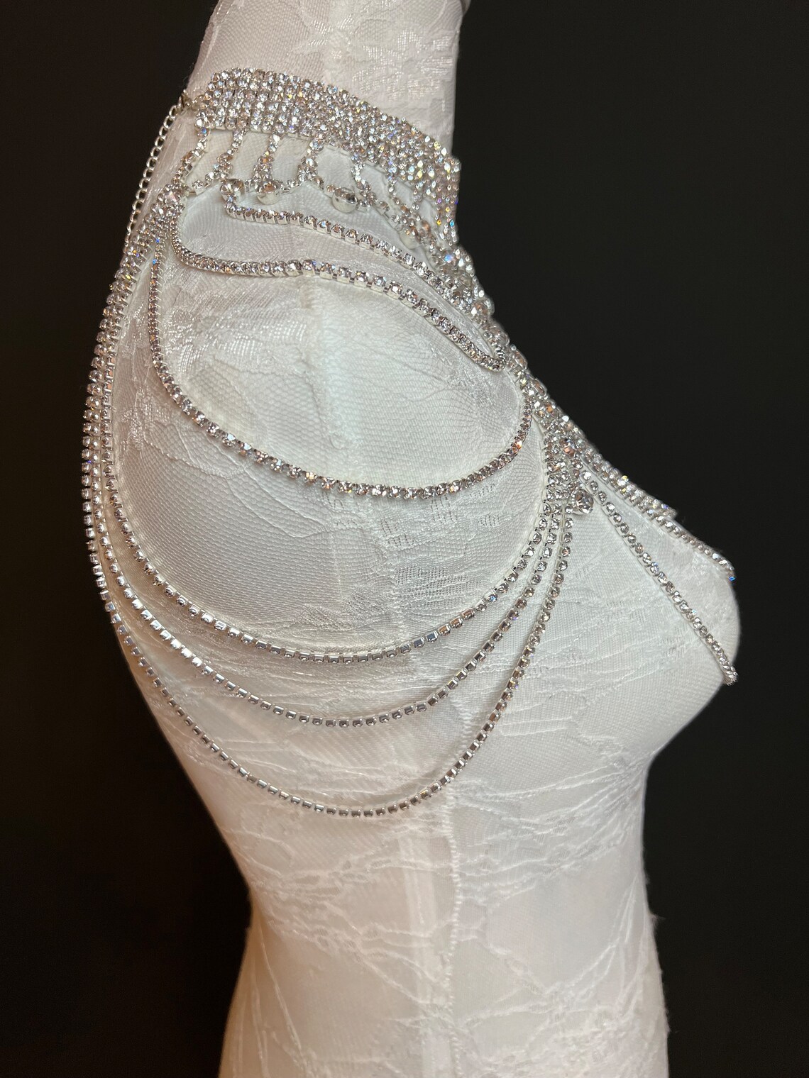 Rhinestone Body Chain, Gold, Silver, Diamanté Costume, Club Wear ...