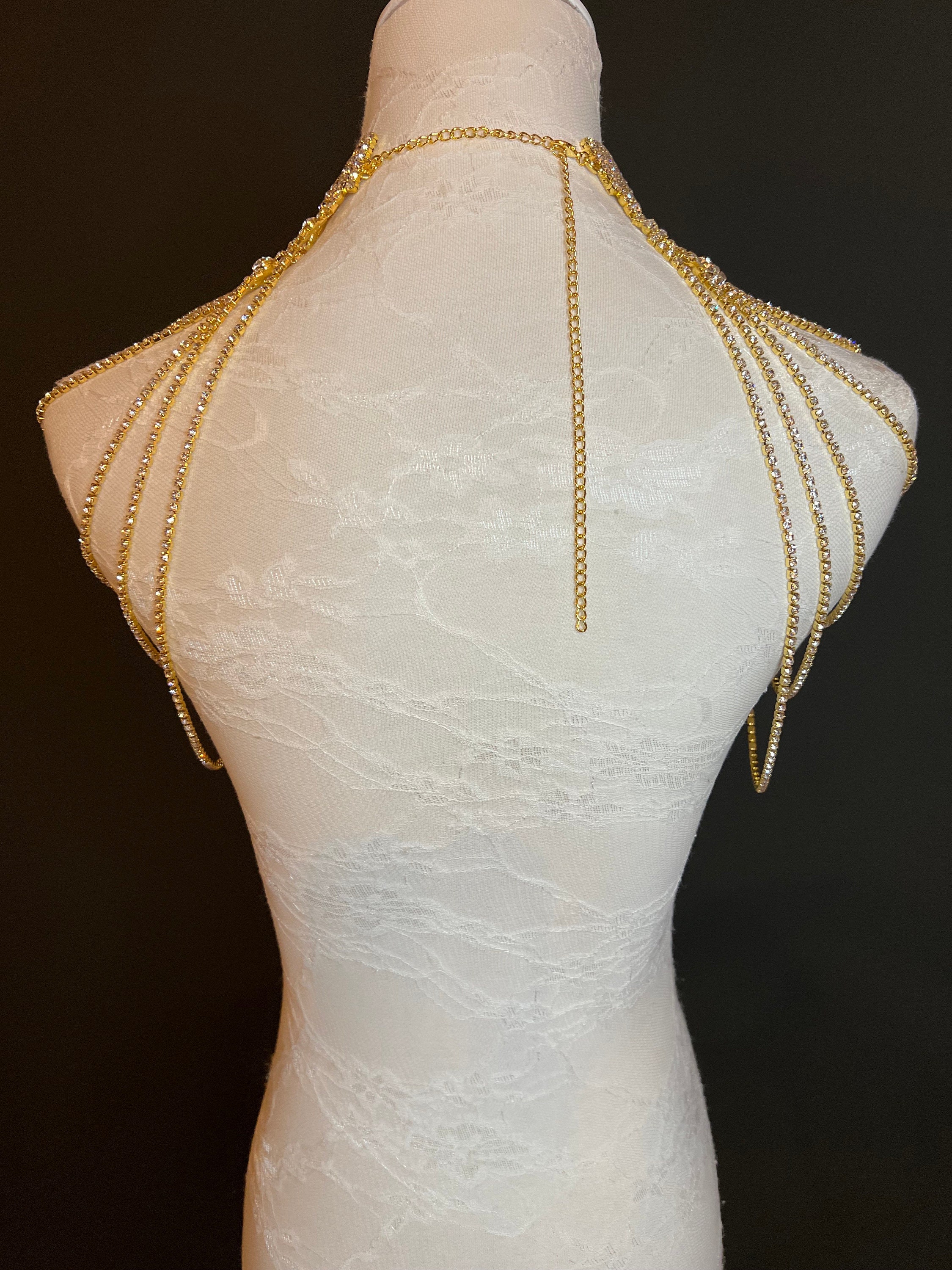 Rhinestone Body Chain, Gold, Silver, Diamanté Costume, Club Wear ...