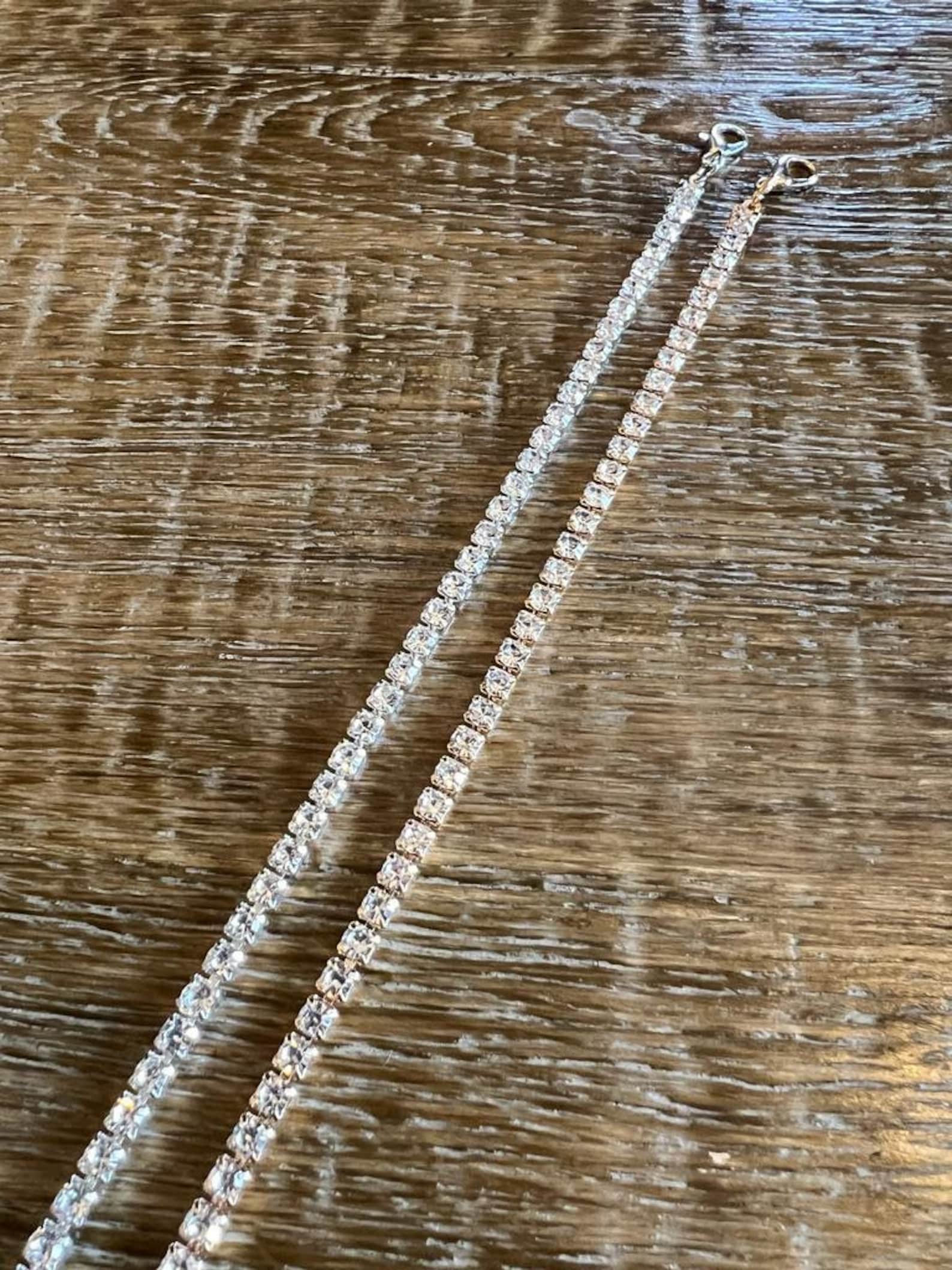 2x Diamanté Straps, 4mm Rhinestones, Very High Quality, Smooth Metal ...