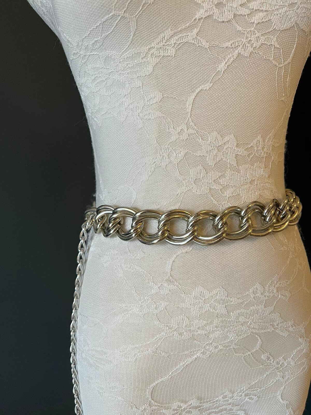 X-long Chunky Chain Belt, Heavy Chain Belt, Silver, Gold, Fashion Belt ...