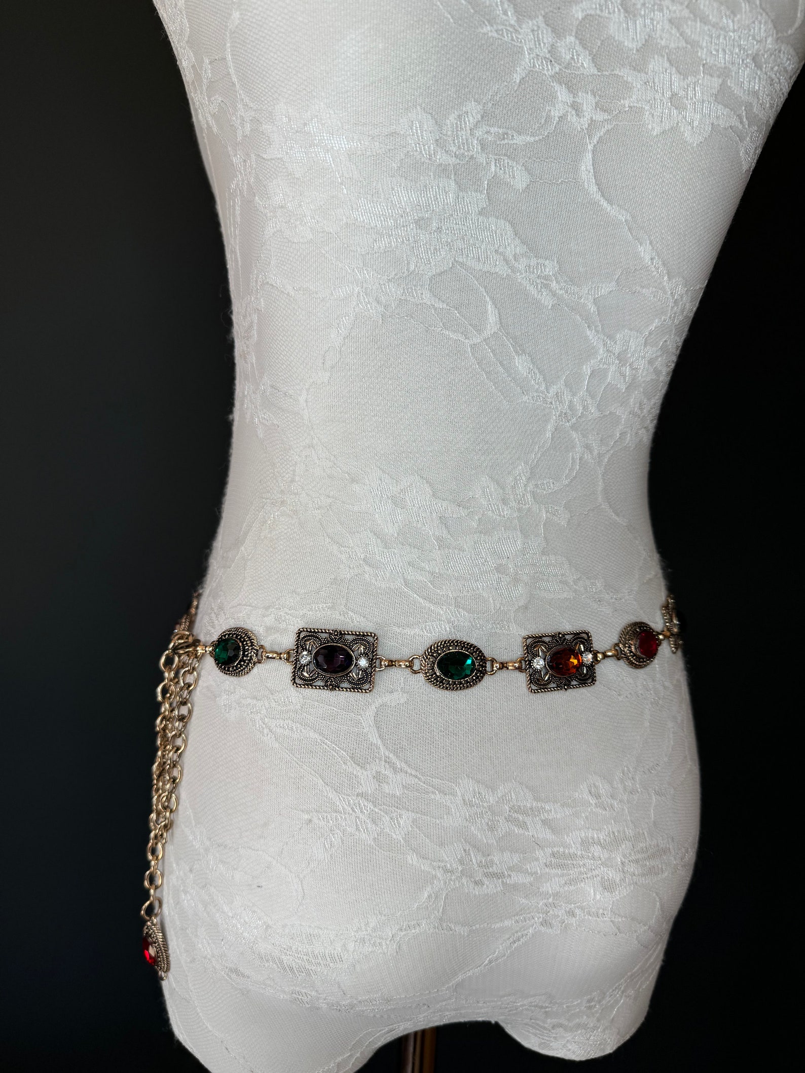 X-long Jewel Belt, Metal Multi Colour Jewel Belt, Warm Tones, Teen ...