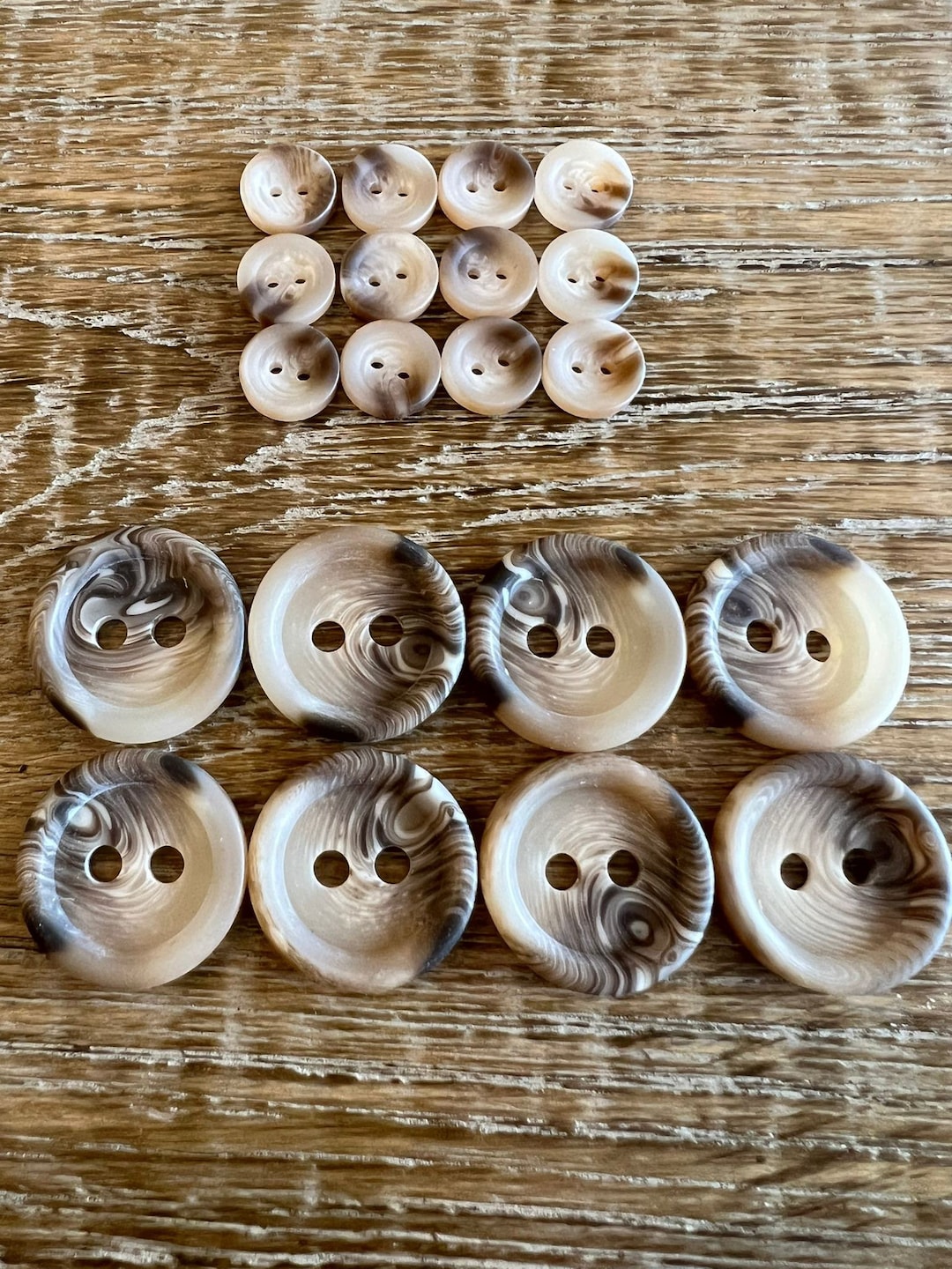 6pcs Faux Horn Buttons, Beige & Brown, 2-hole (25mm, 15mm, 12mm) - Etsy