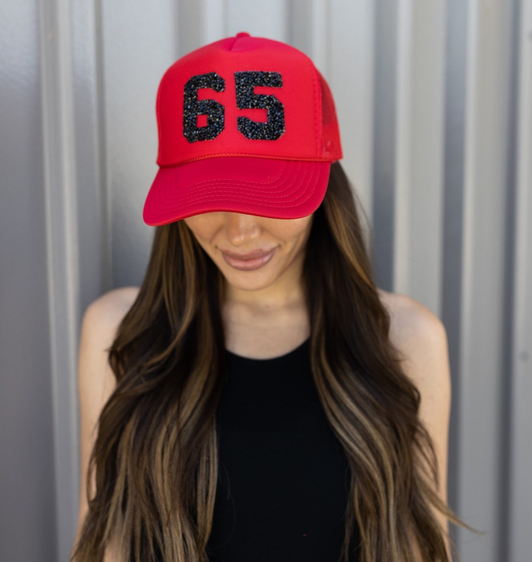 Rhinestone Number Trucker Hat, Personalized Sports Ball Cap - Etsy