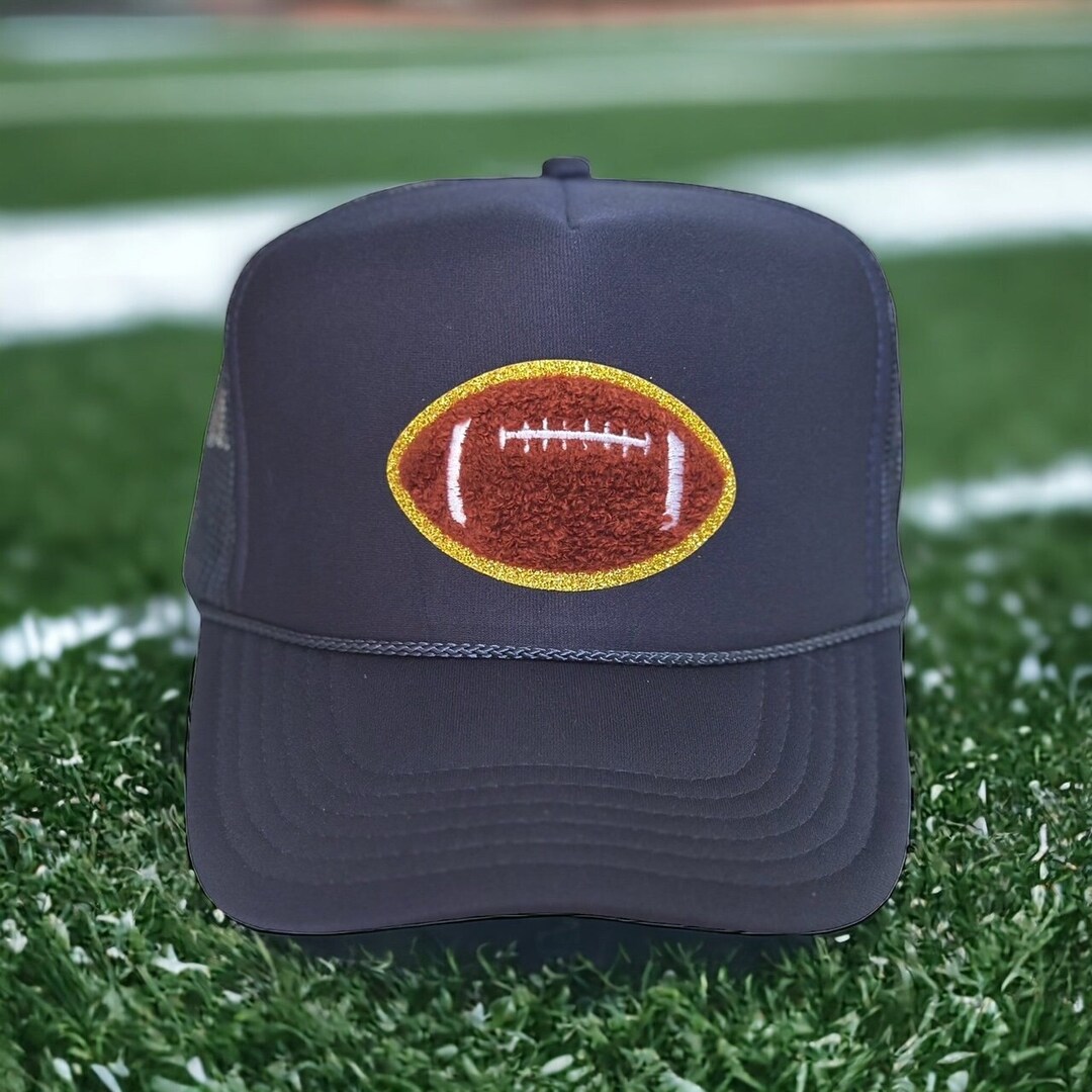 Football Chenille Patch Trucker Hat, Chenille Football Patch Trucker ...