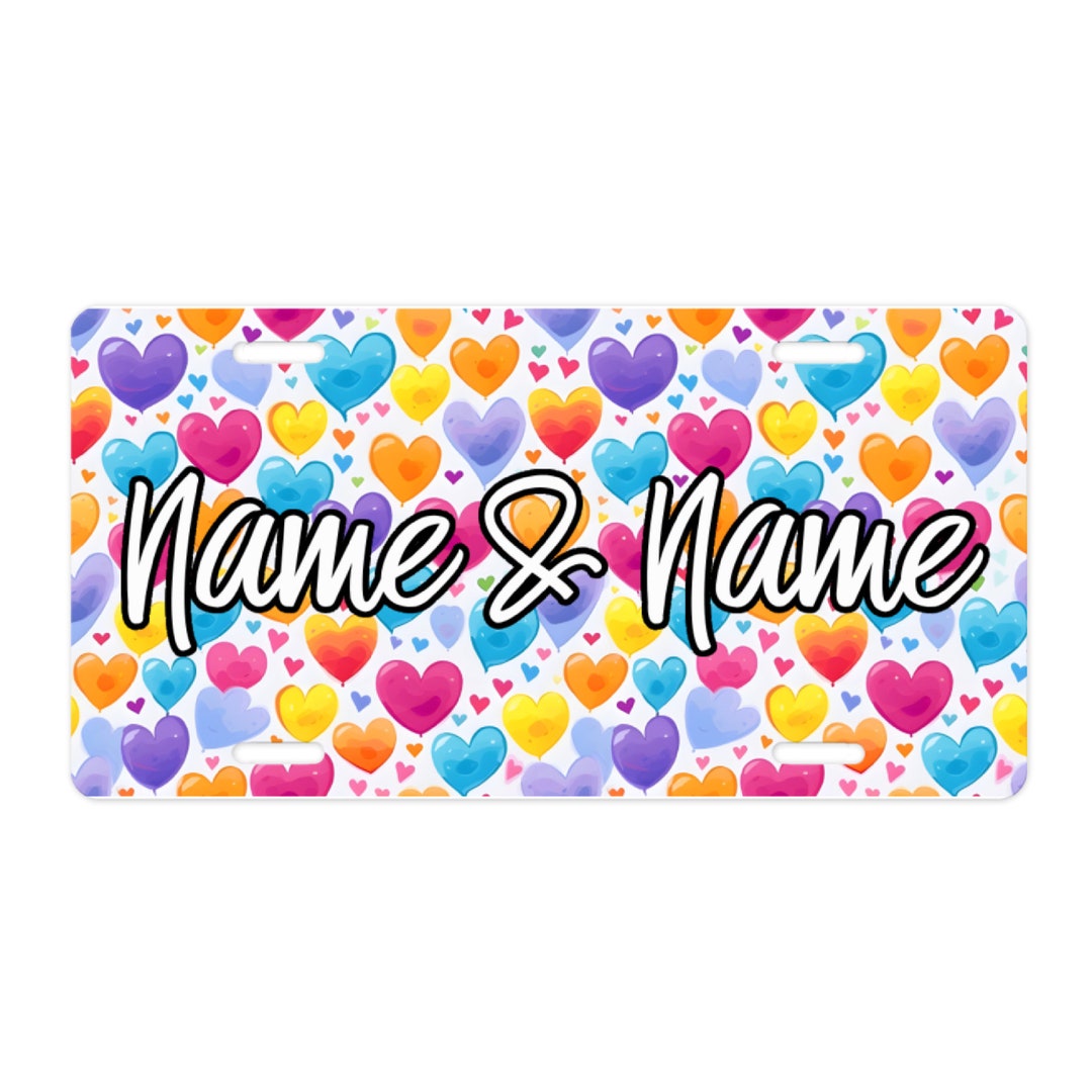 Couples Custom Heart License Plate Custom Sublimation License Tag Front ...