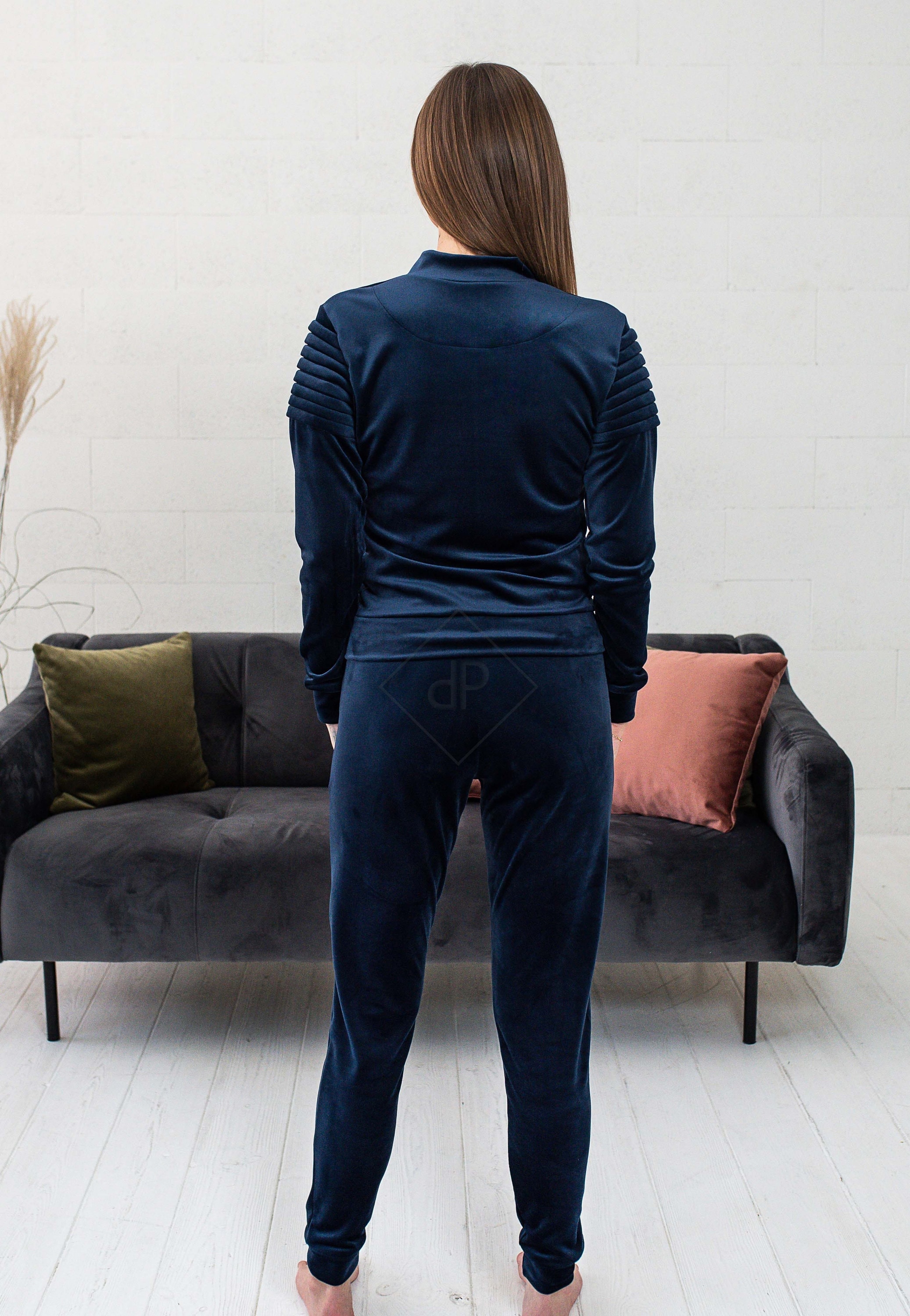 Velour Tracksuit, Blue Velour Leisure Set, Exclusive Design, Two Piece ...