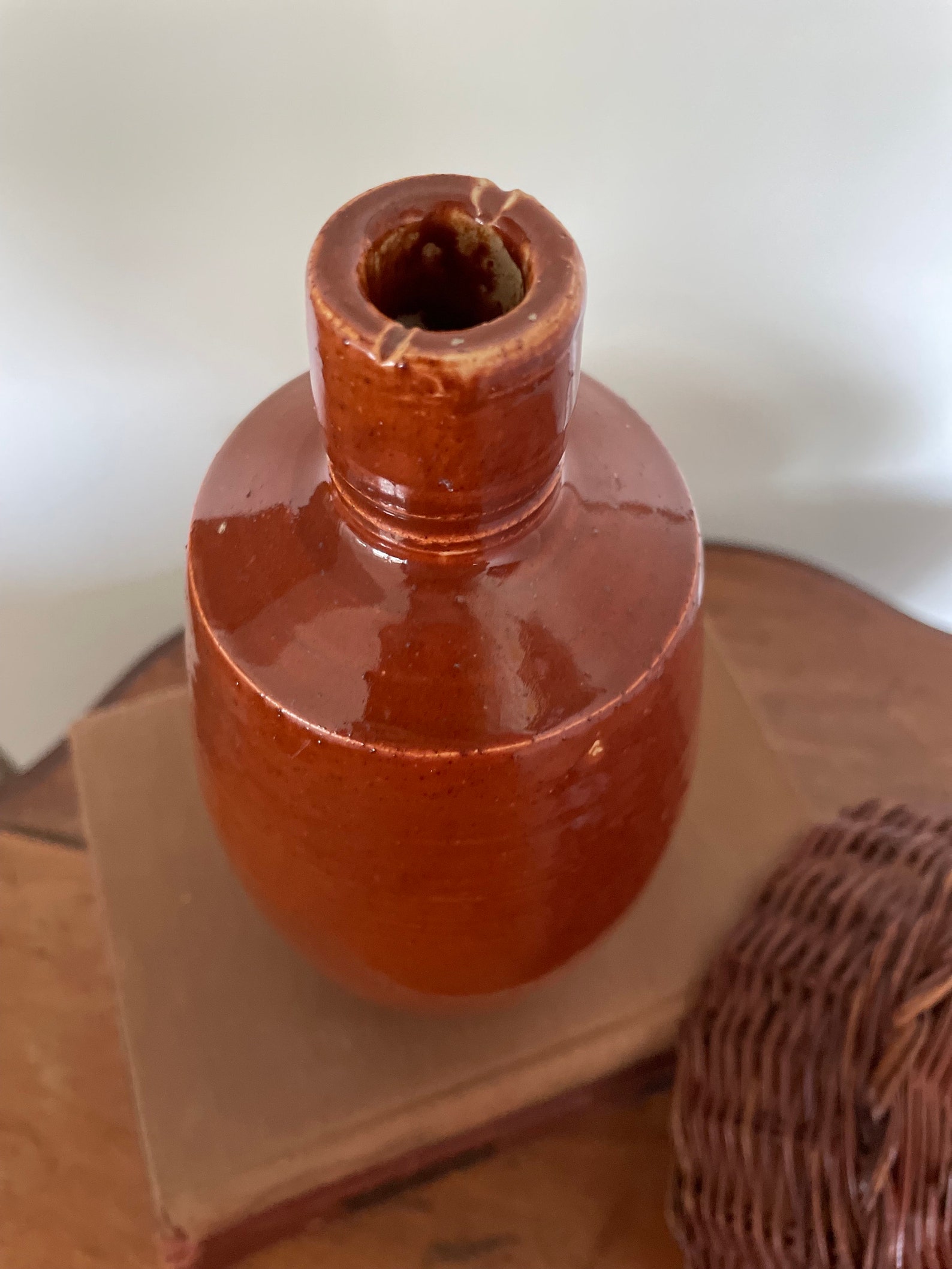 Primitive Stoneware Rust Vase Lancers Wine Bottle Primitive Beer ...