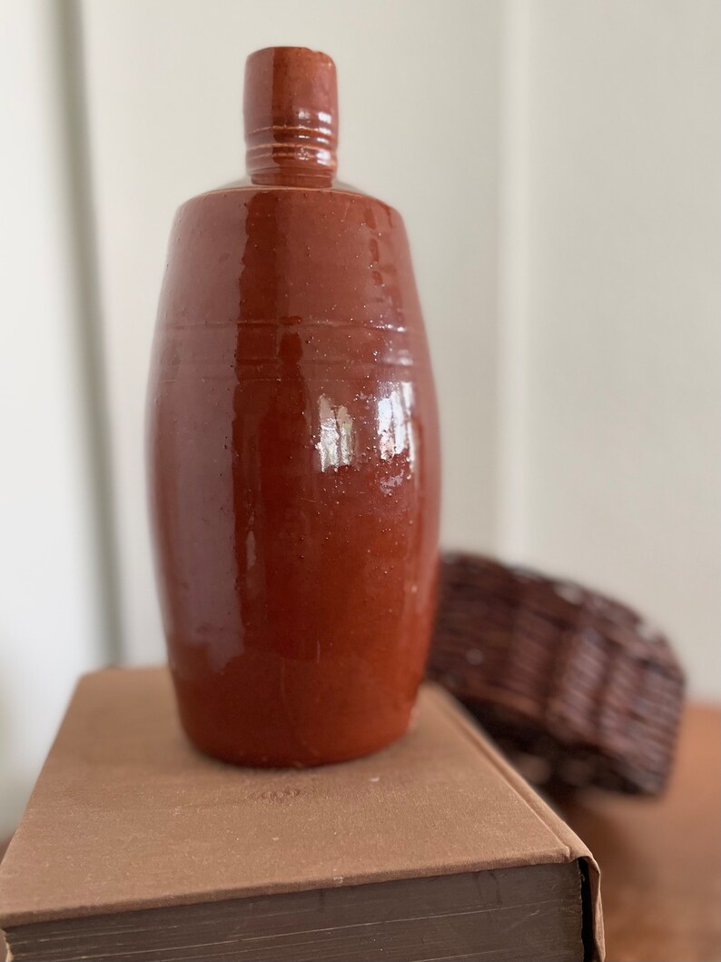 Primitive Stoneware Rust Vase Lancers Wine Bottle Primitive Beer ...