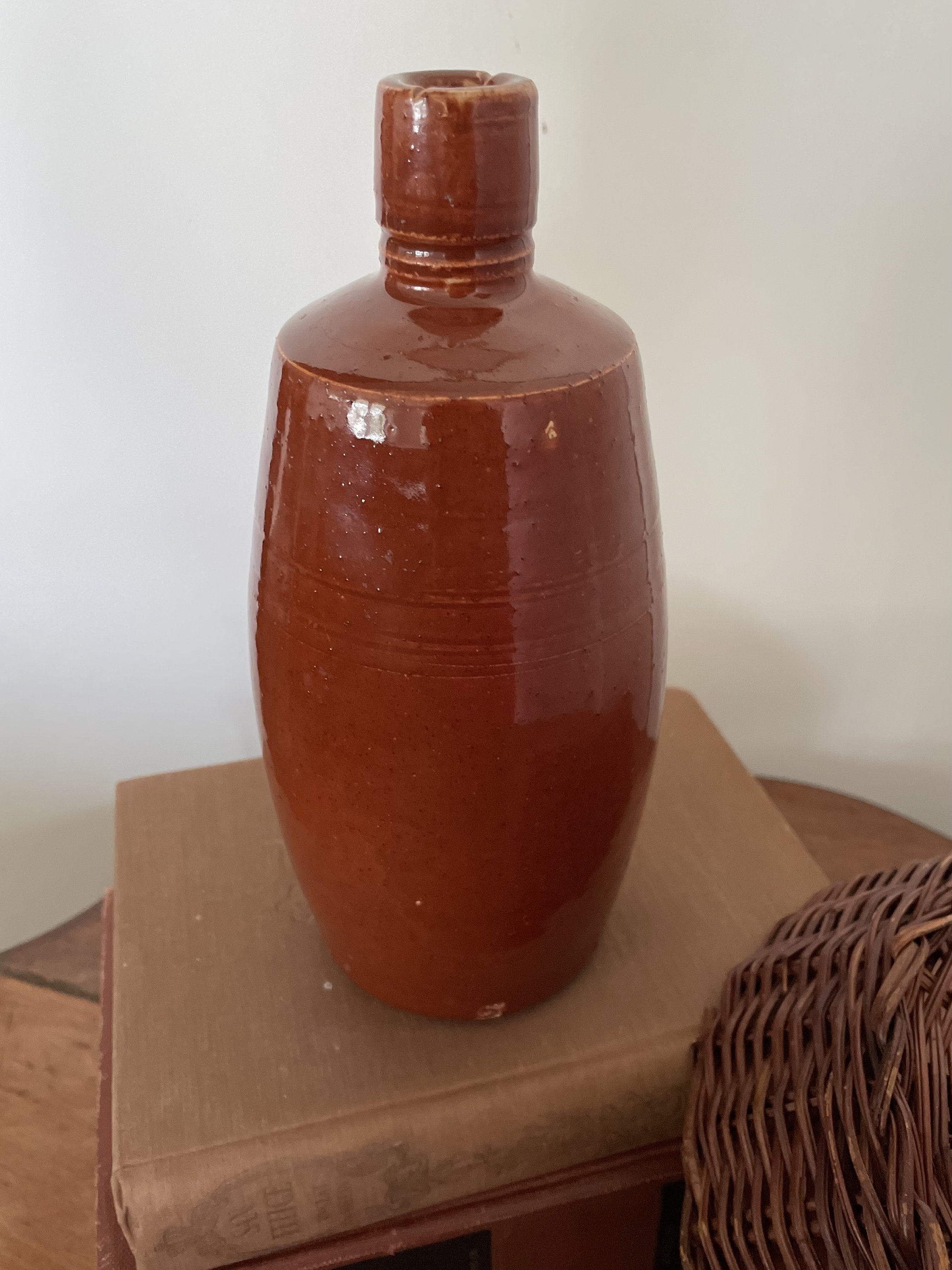Primitive Stoneware Rust Vase Lancers Wine Bottle Primitive Beer ...