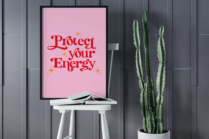 Protect Your Energy Printable Poster, Spiritual Wall Print, Good Vibes ...