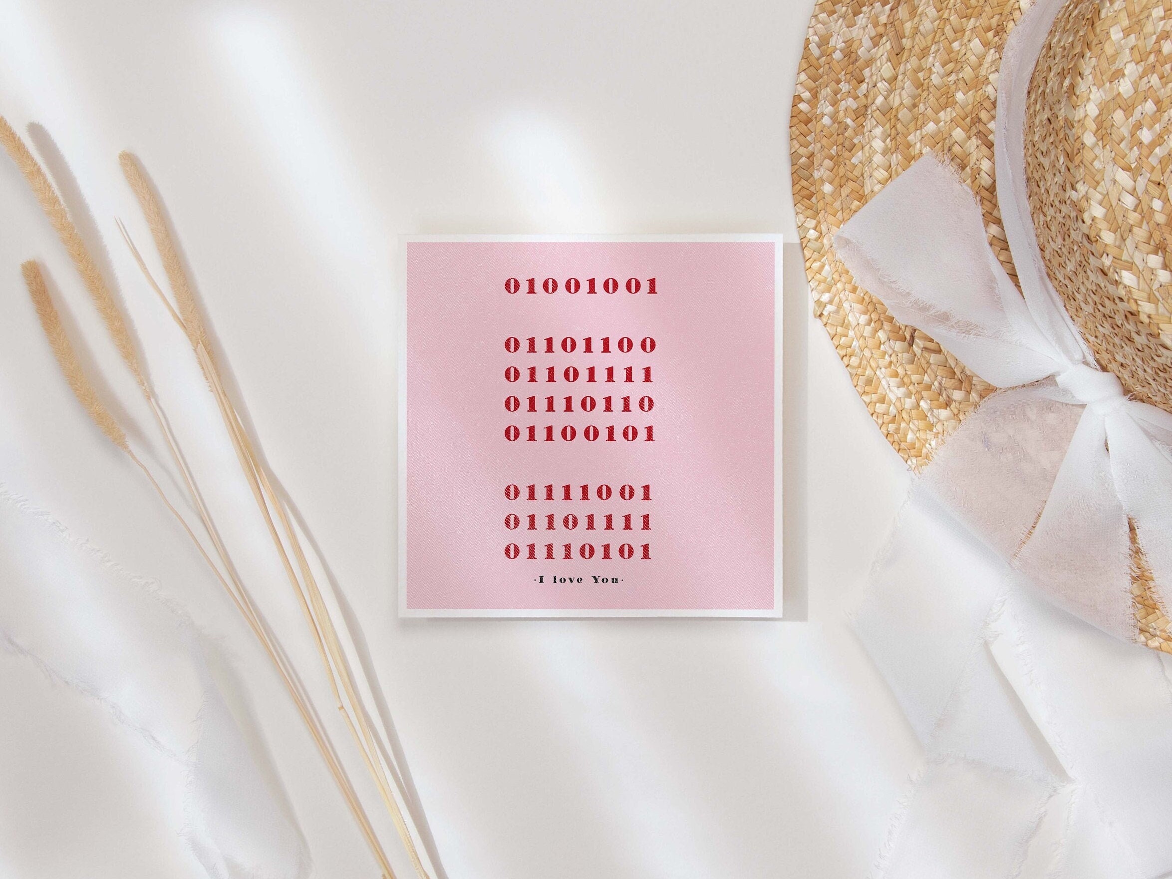 Binary Code I Love You Card Print, Valentines Anniversary Wedding Gift ...