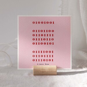 Binary Code I Love You Card Print, Valentines Anniversary Wedding Gift ...