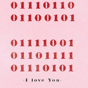 Binary Code I Love You Card Print, Valentines Anniversary Wedding Gift ...