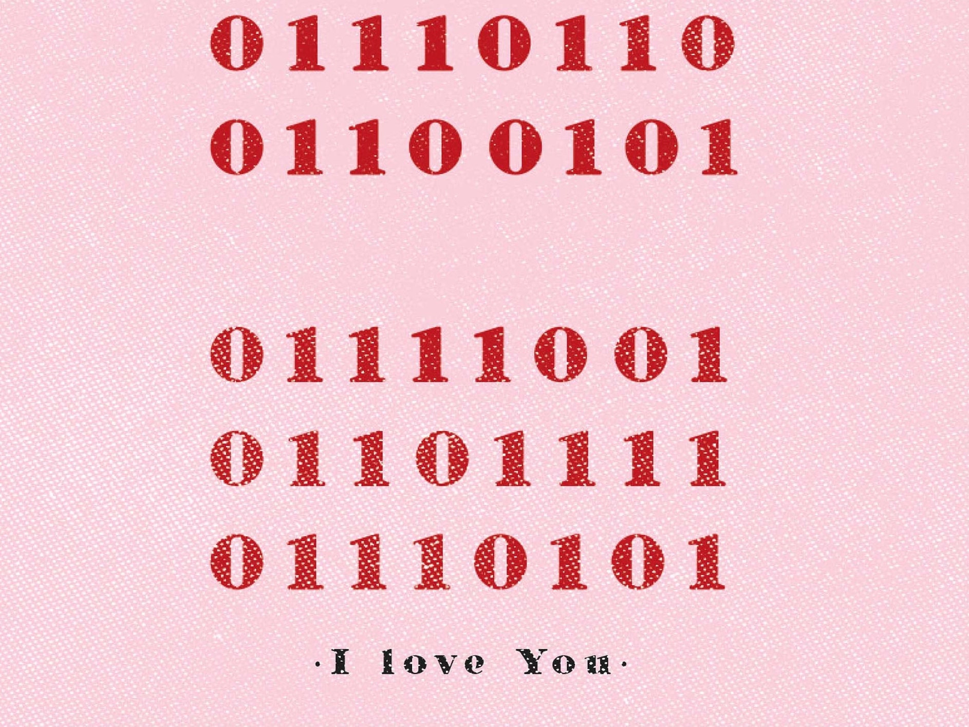 Binary Code I Love You Card Print, Valentines Anniversary Wedding Gift ...