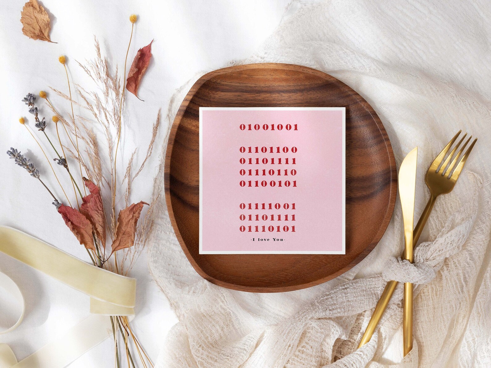 Binary Code I Love You Card Print, Valentines Anniversary Wedding Gift ...