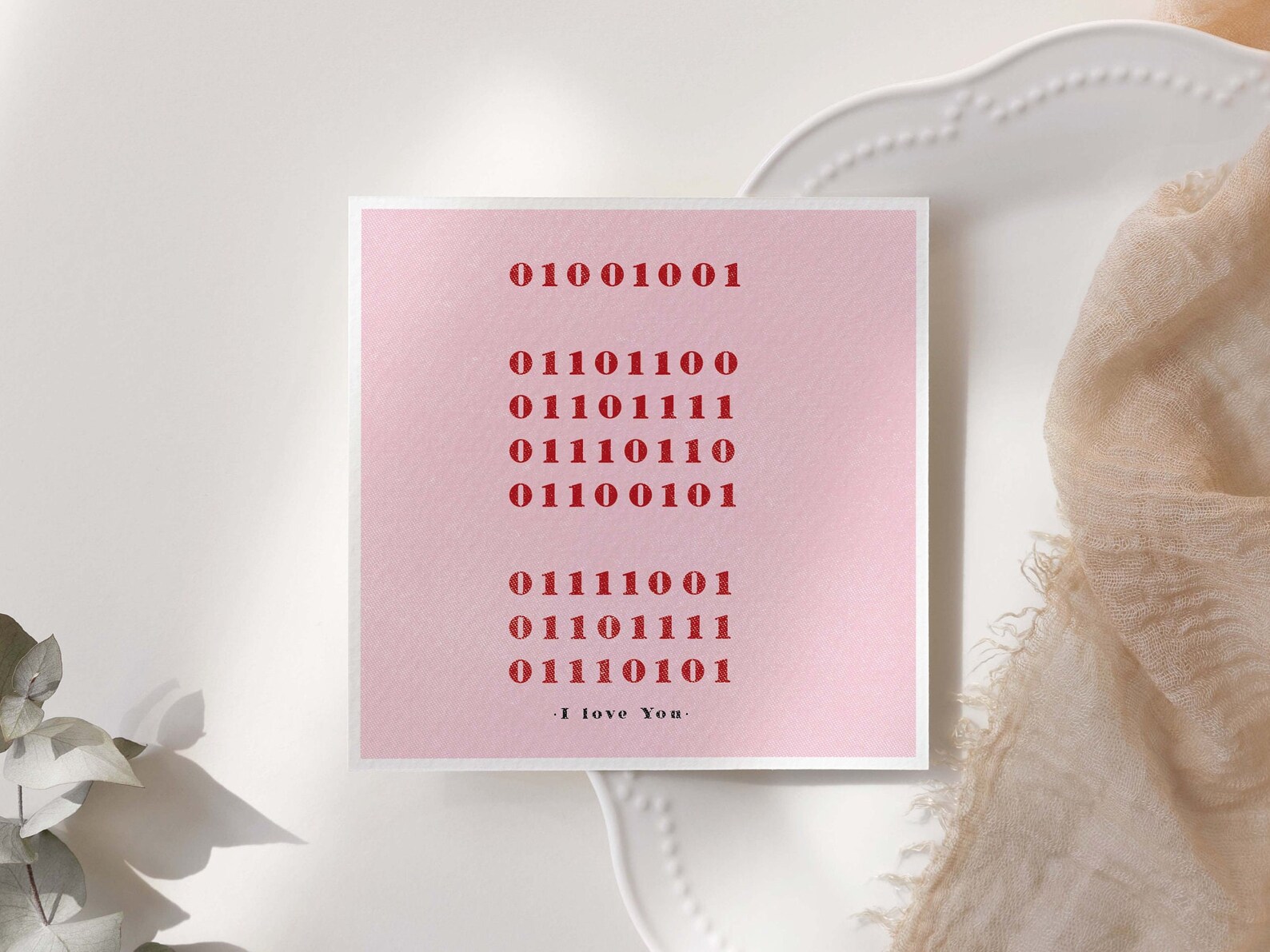 Binary Code I Love You Card Print, Valentines Anniversary Wedding Gift ...