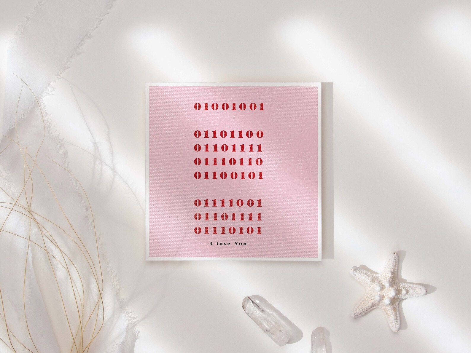 Binary Code I Love You Card Print, Valentines Anniversary Wedding Gift ...