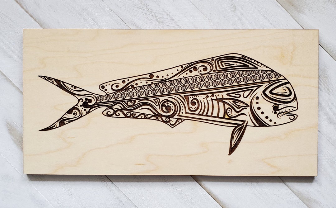 Hawaiian Tribal Mahi Mahi Engraved Wooden Plaque Father's Day Gift ...