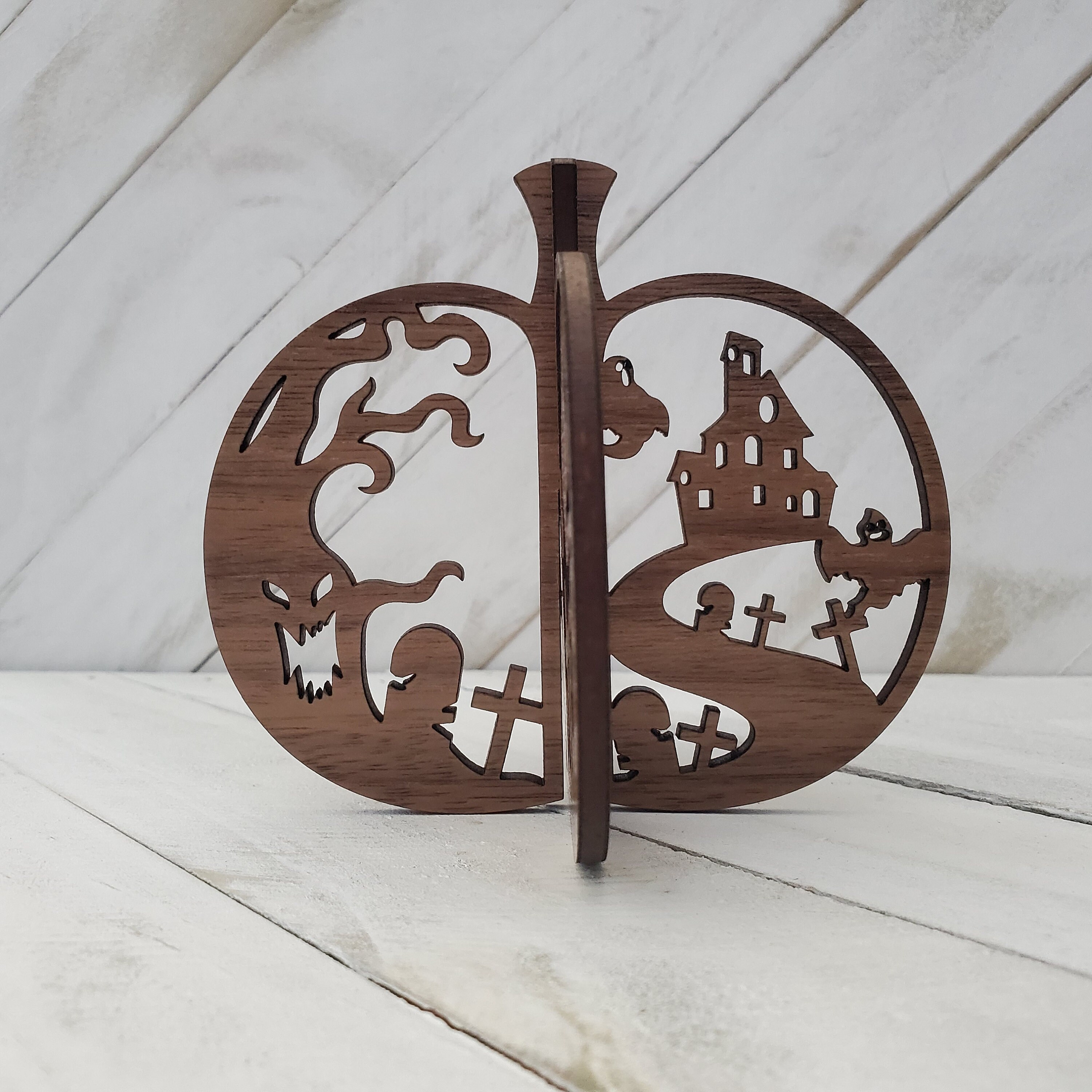 Spooky Haunted House Pumpkin Halloween Decor Wooden Ghost and - Etsy