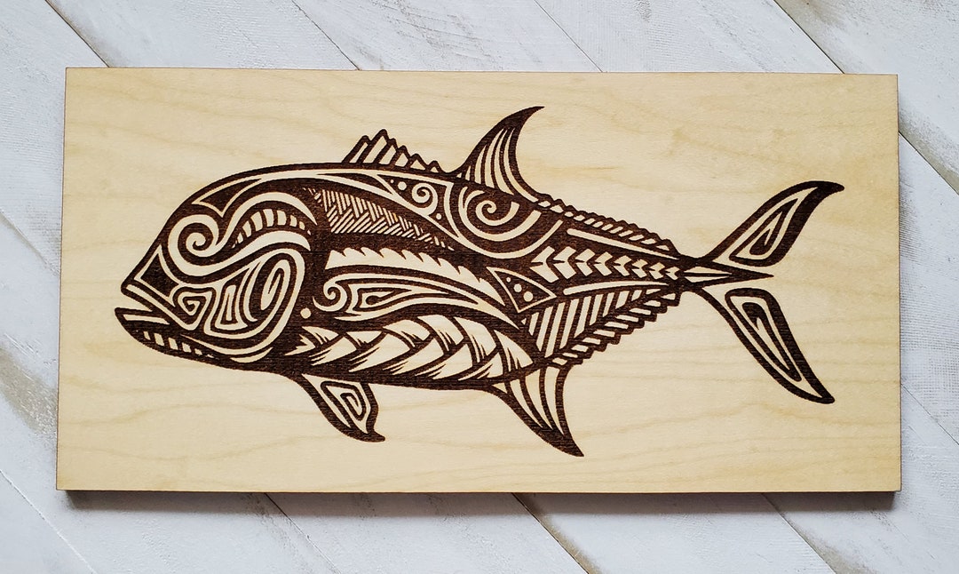 Hawaiian Tribal Ulua Engraved Wooden Plaque Father's Day Gift, Birthday ...