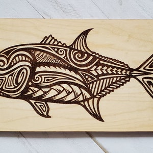 Hawaiian Tribal Ulua Engraved Wooden Plaque Father's Day Gift, Birthday ...