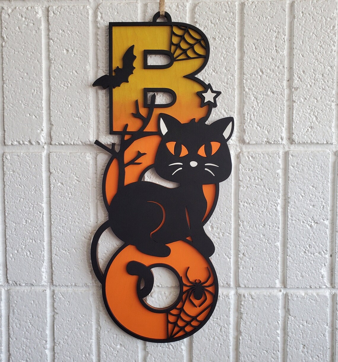 Boo Cat Halloween Sign Black Cat Halloween Decor 2 Layer - Etsy
