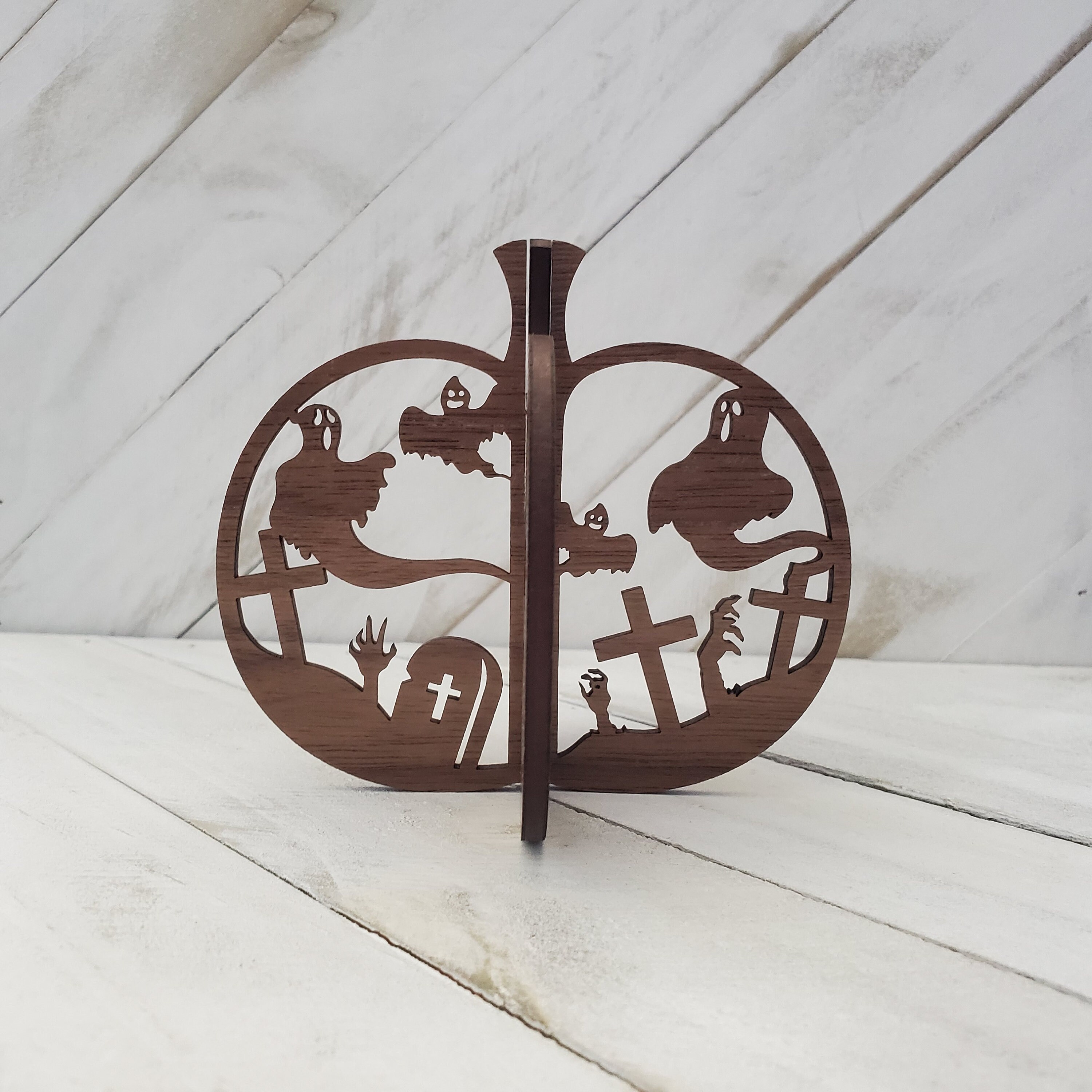 Spooky Haunted House Pumpkin Halloween Decor Wooden Ghost and - Etsy