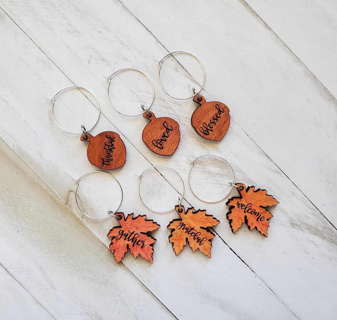 Acorns and Leaves Drink Charms, Fall Acorn Leaf Wine Charms ...