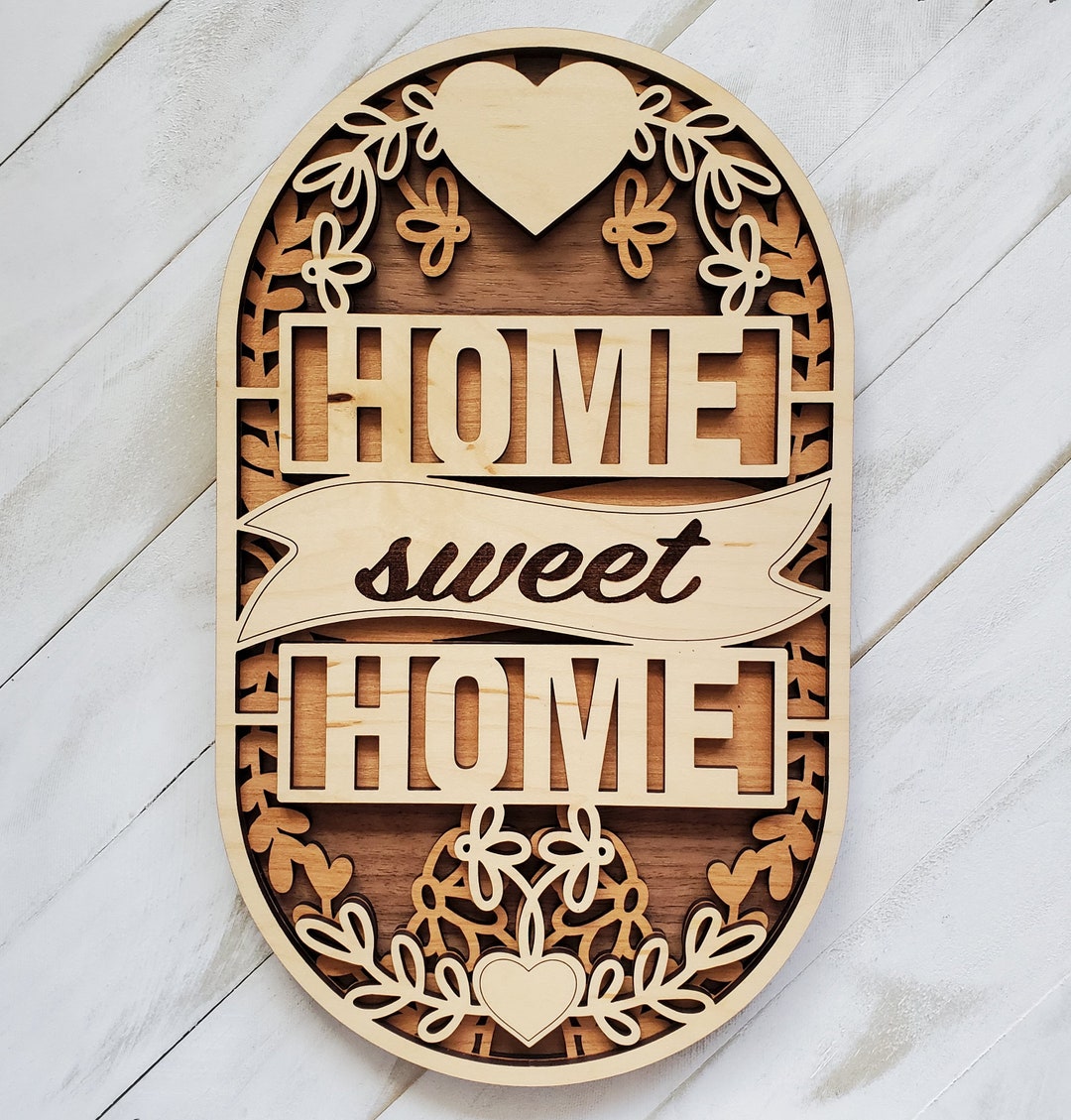 Home Sweet Home 3D Wooden Art, Oval Art Plaque Gift for Mom, Cottage ...