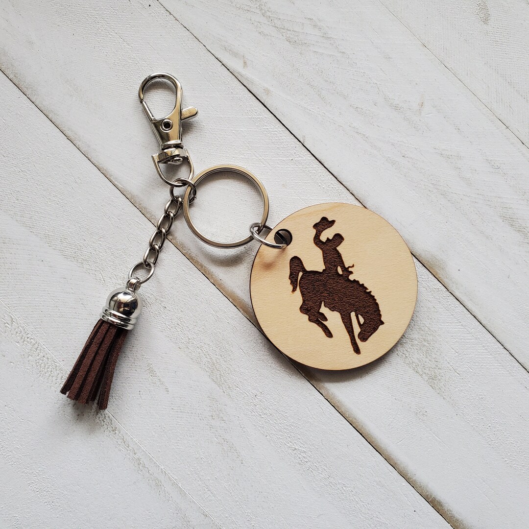 Bucking Bronco Keychain, Western Keychain or Bag Tag, Wyoming Bucking ...