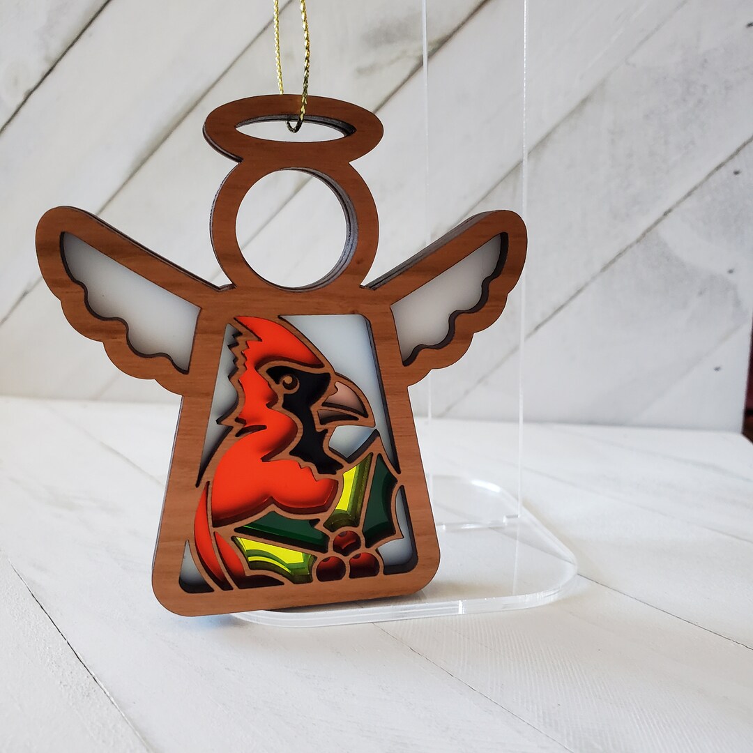 Angel Cardinal Suncatcher Ornament, Cardinal Christmas Ornament ...