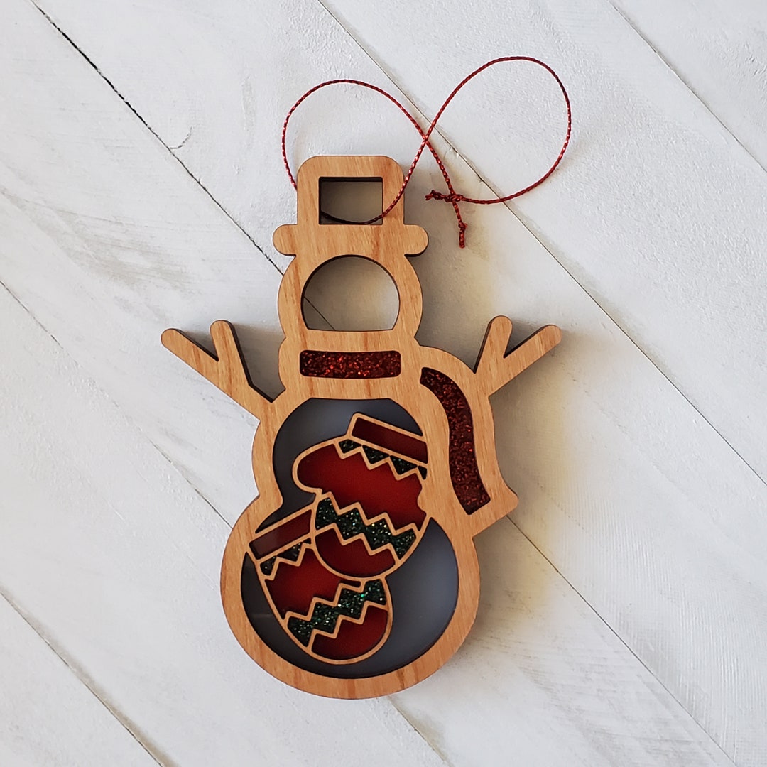 Snowman With Mittens Suncatcher Ornament, Gift for Snowman Lover ...