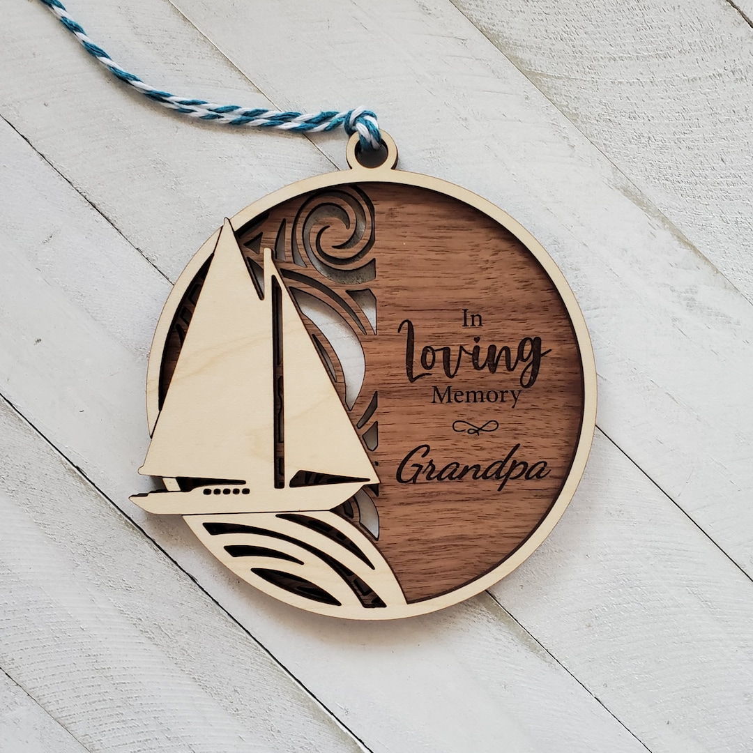 Sailboat Remembrance 2 Layer Wood Ornament, Personalized Sailing ...