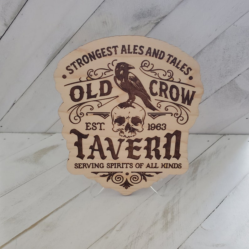 Old Crow Tavern Small Wooden Sign, Halloween Decor, Cottagecore Goth ...
