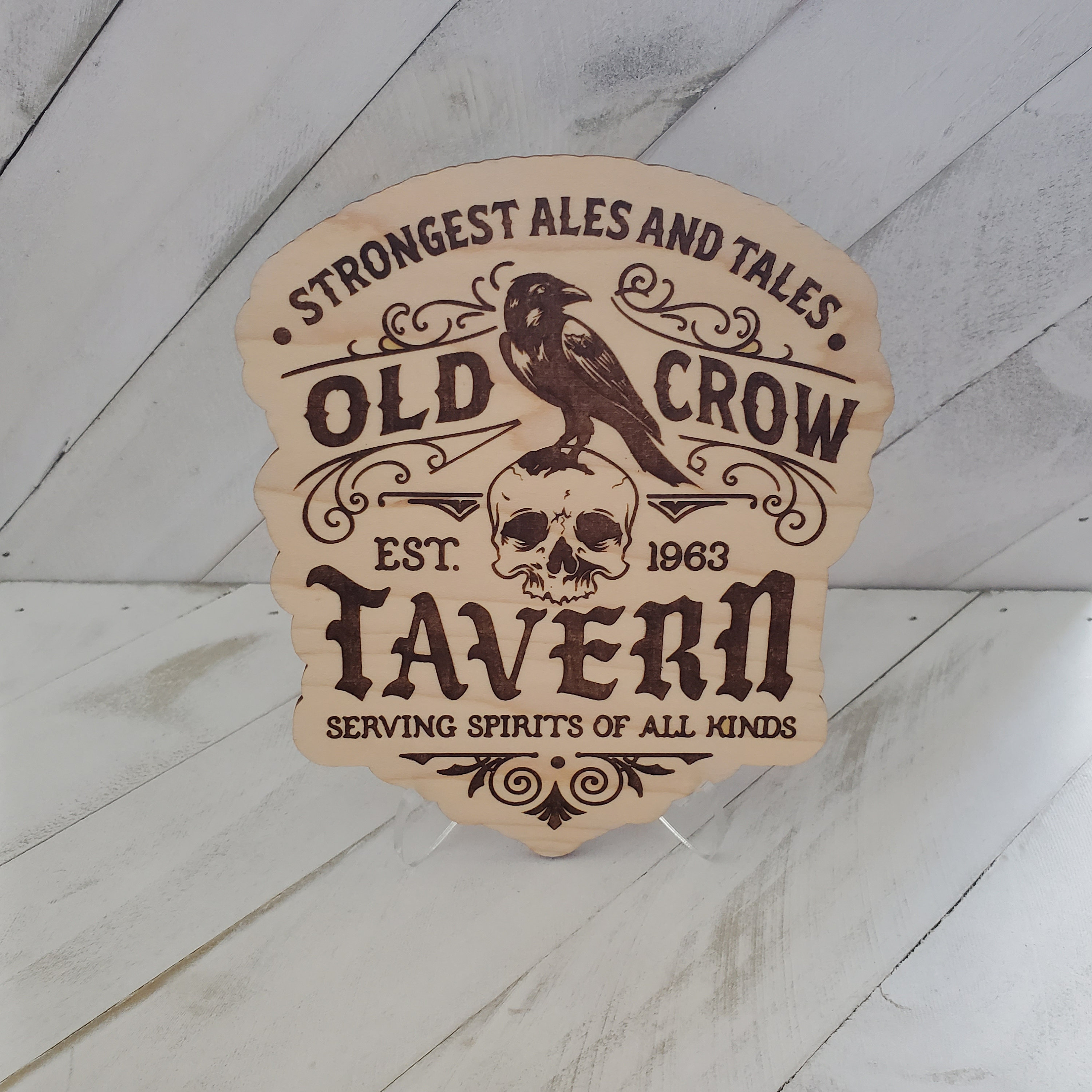 Old Crow Tavern Small Wooden Sign, Halloween Decor, Cottagecore Goth ...