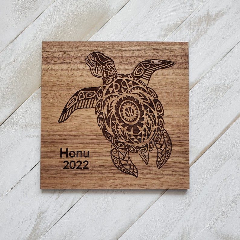Personalized Tribal Honu Sea Turtle Wooden Plaque, Tropical Home Decor ...