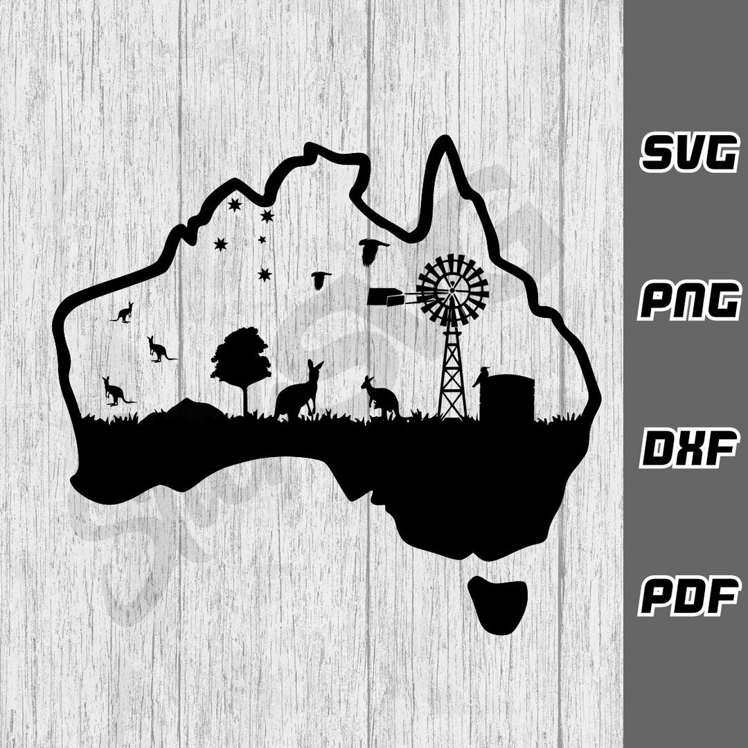 Australian Outback SVG Outline - Png - Dxf - Pdf Australia Outback Dxf ...