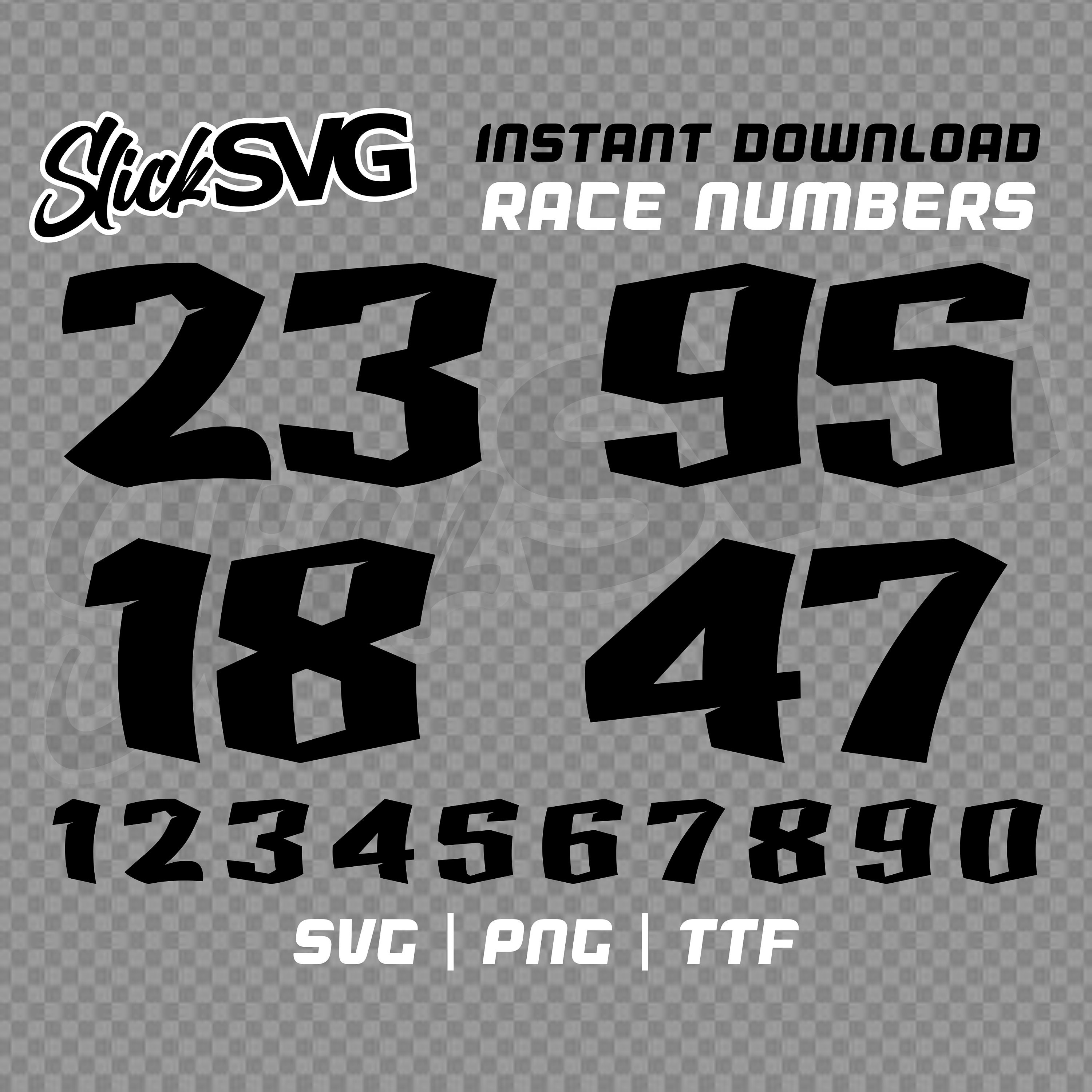 Race Numbers and Font Includes Svg Png Ttf MX Dirtbike Race Car Go Kart ...